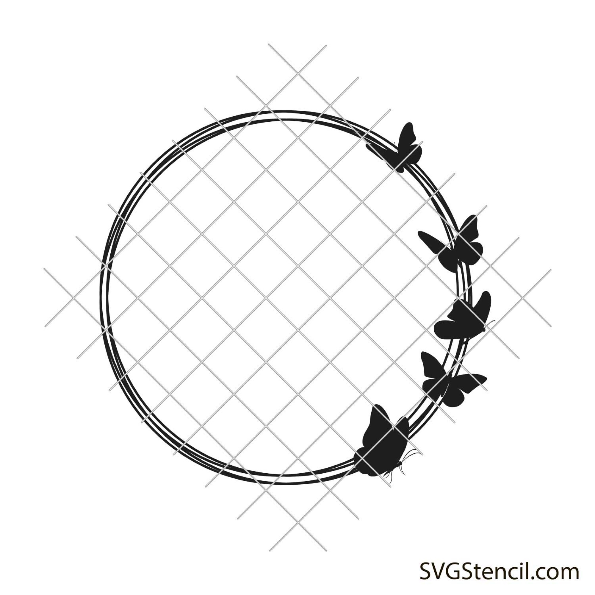 Butterfly monogram frame svg | Wedding wreath svg design - SVGStencil