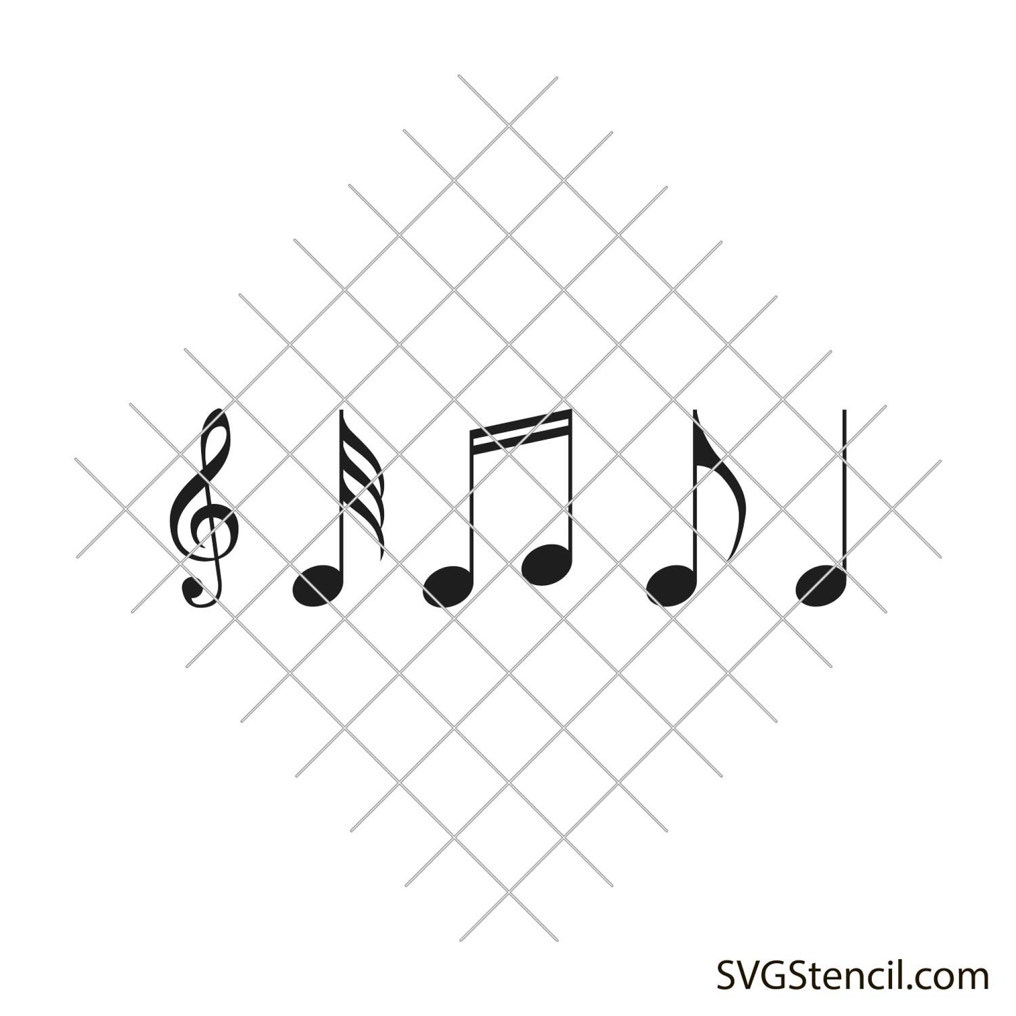 Band music notes svg | Notes svg | Musical note svg - SVGStencil