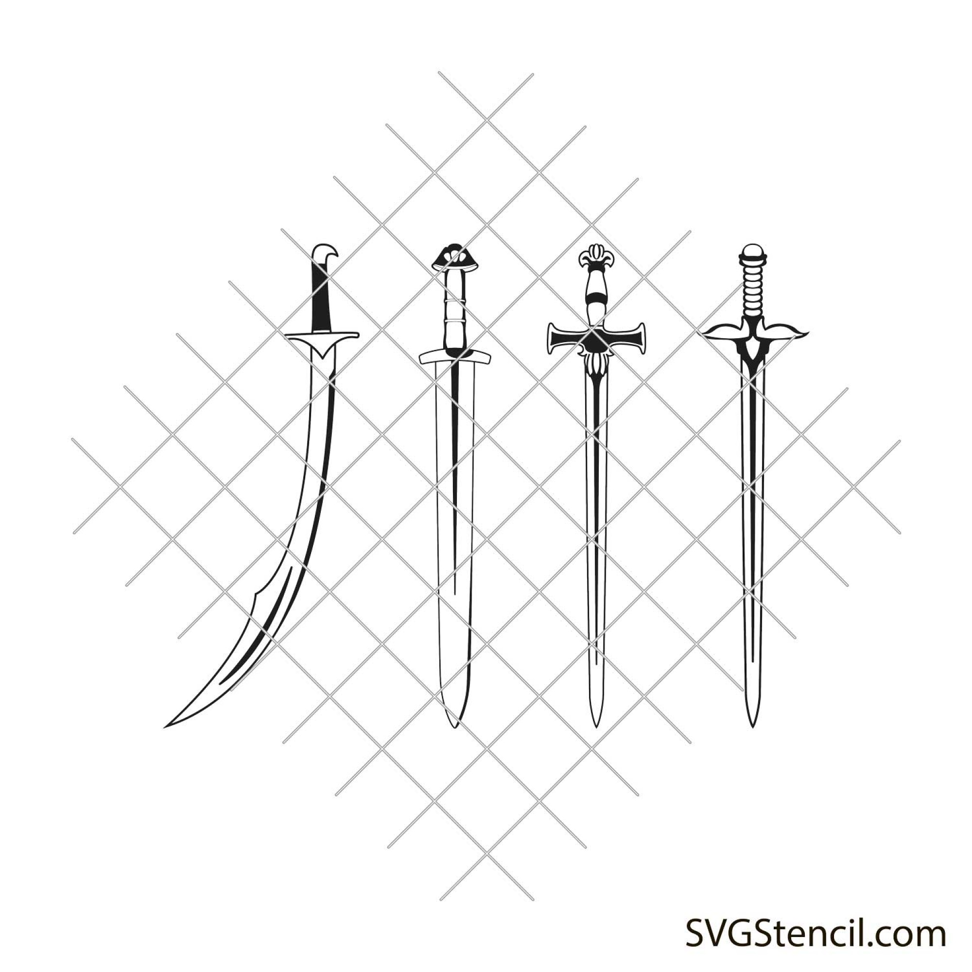 Pirate swords svg | Sword outline svg | Simple sword svg - SVGStencil