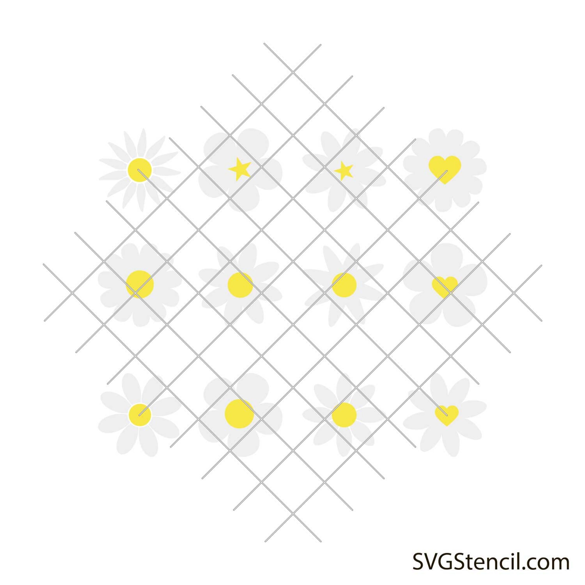 Layered daisy svg | Wonky daisies svg |Daisy with heart svg - SVGStencil