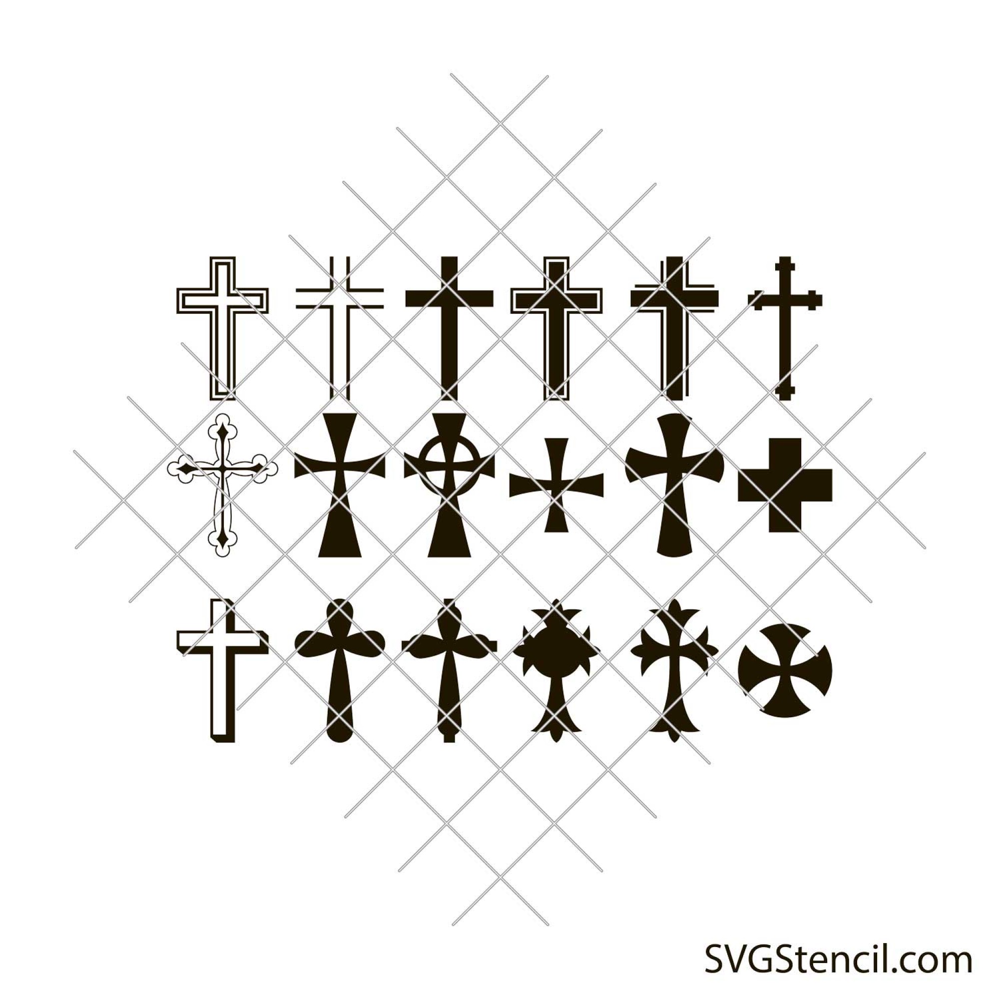 Fancy cross svg | Baptism cross svg | Thin cross svg - SVGStencil