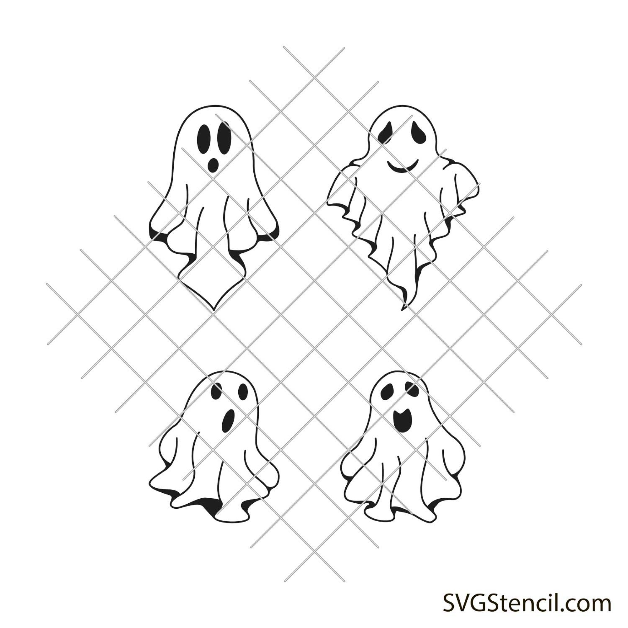 Ghost silhouette svg | Suprised ghost svg | Cute ghost svg - SVGStencil