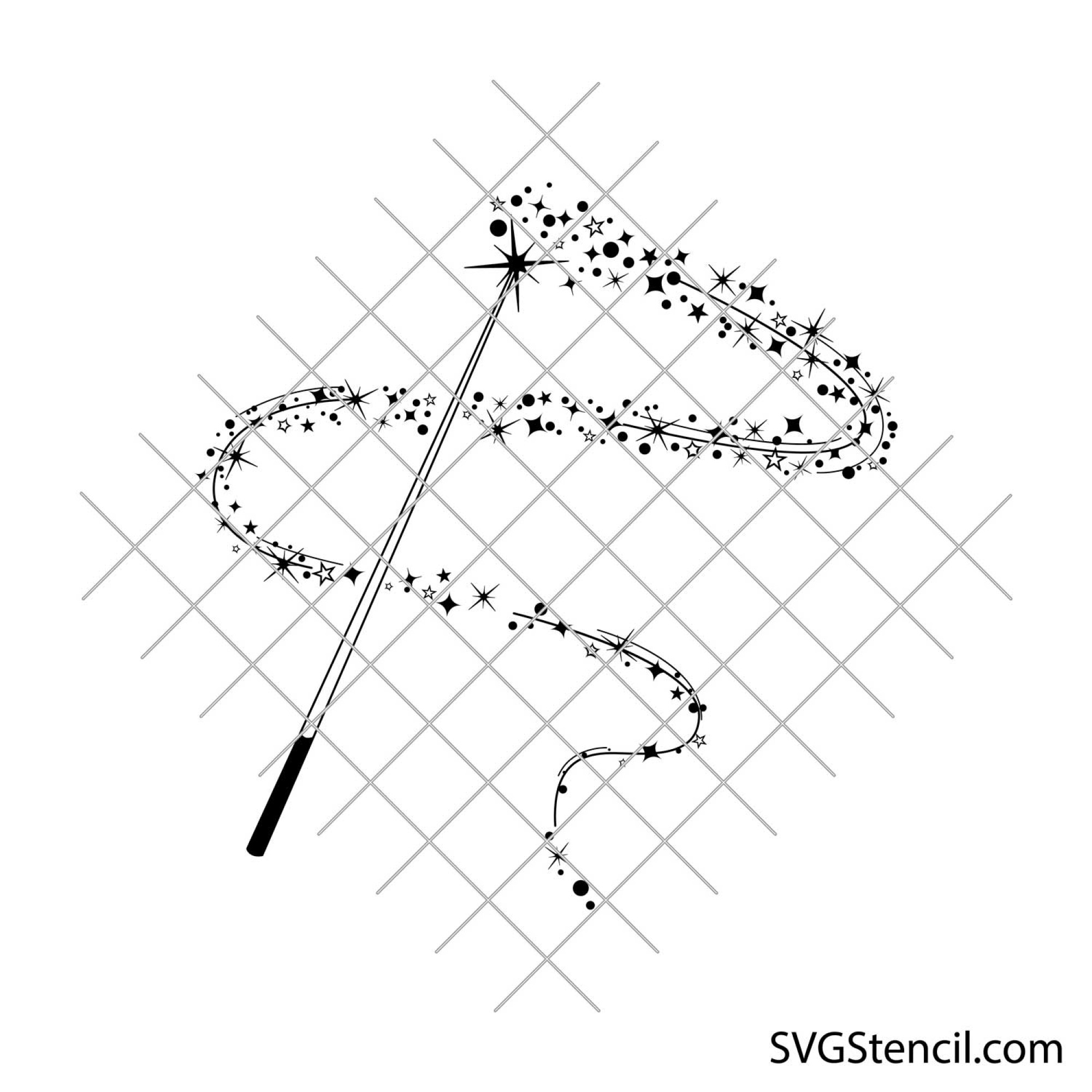 Fairy dust svg | Wand and dust svg | Magic wand svg - SVGStencil
