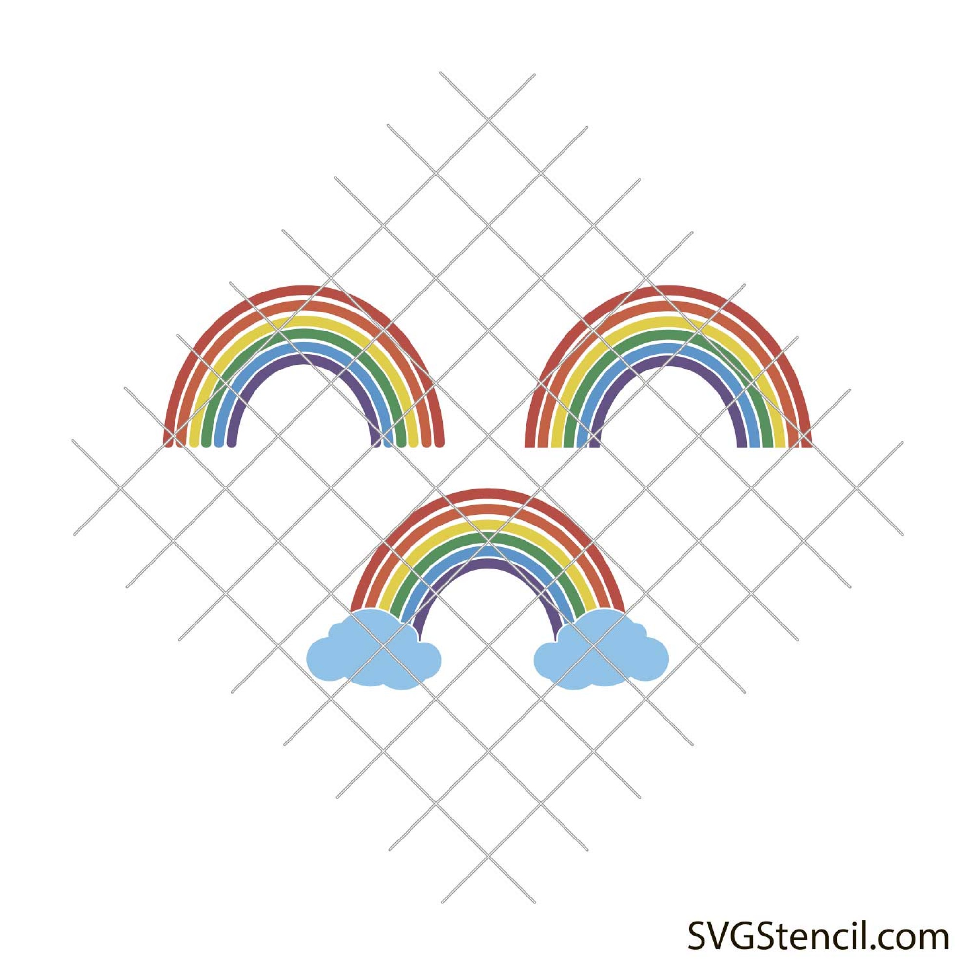 Simple rainbow svg | Rainbow with clouds svg | Weather svg - SVGStencil