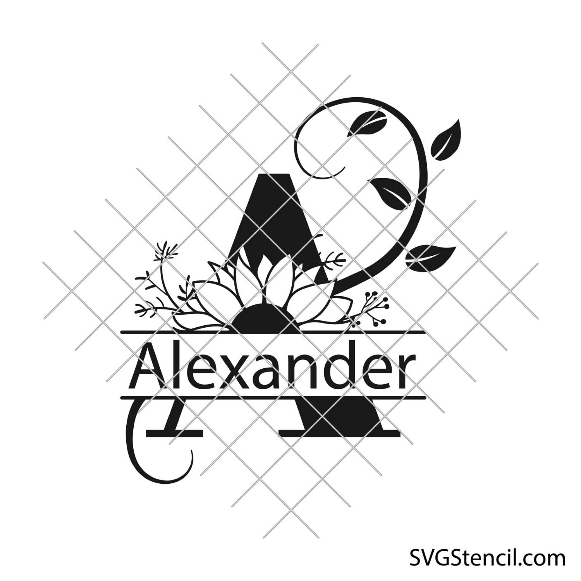 Spilt letter with flowers svg | Floral font svg - SVGStencil