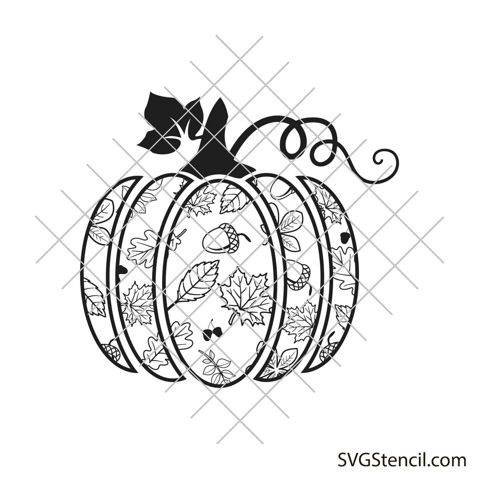 Floral pumpkin svg | Decorative pumpkin | Fancy pumpkin svg - SVGStencil