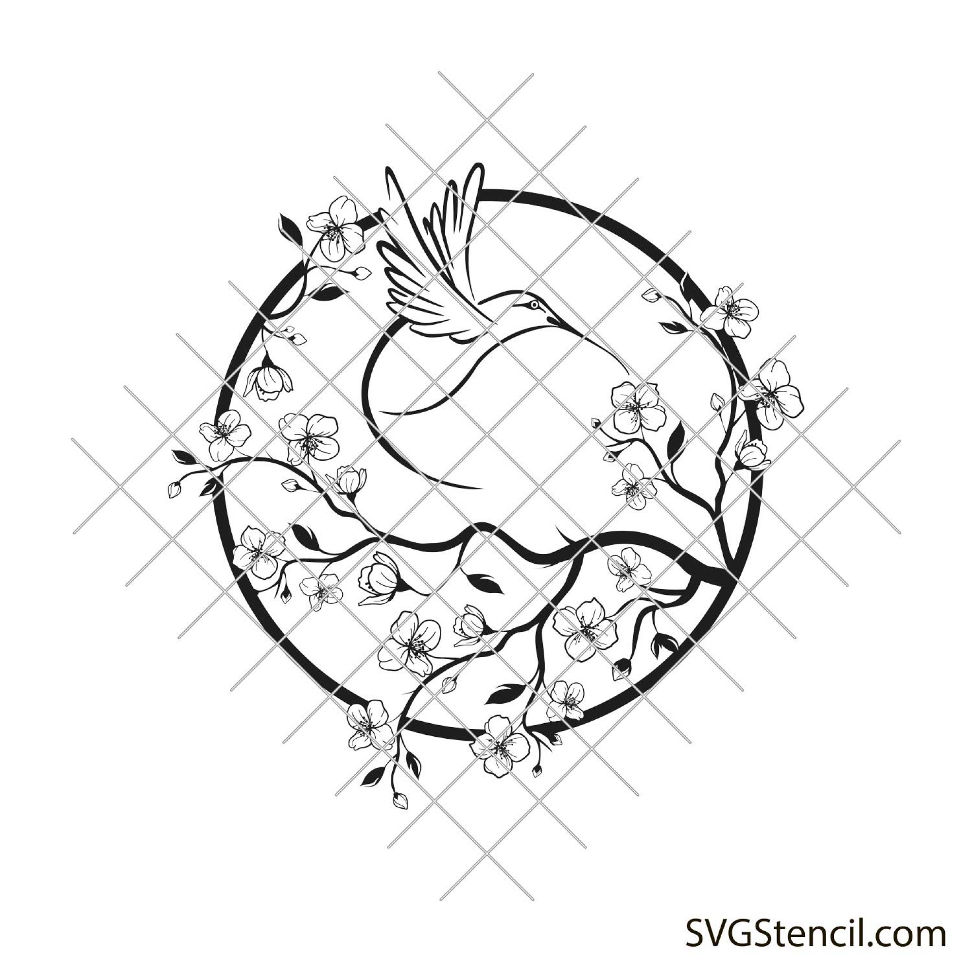 Florals bird svg | Mocking bird svg | Colibri svg - SVGStencil