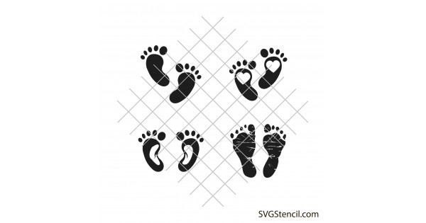 Toddler svg | Baby feet with heart svg | First step svg - SVGStencil