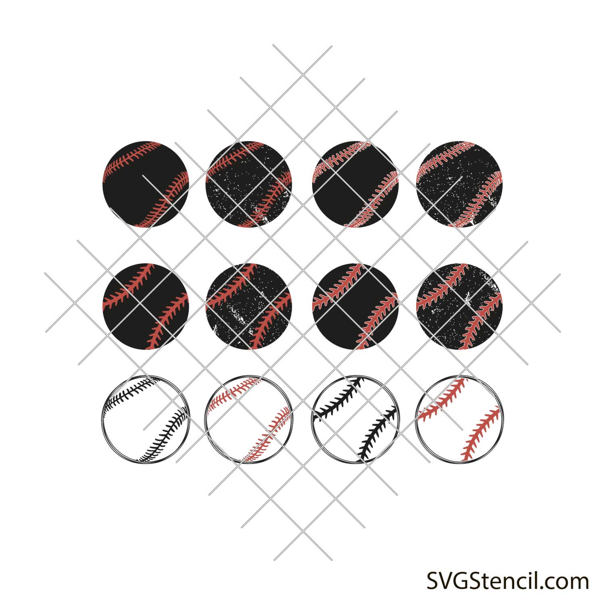 Distressed baseball svg image | Softball ball svg - SVGStencil
