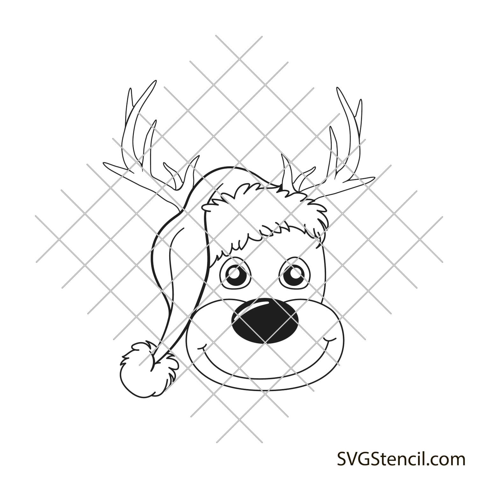 Deer with antlers svg | Christmas deer svg | Cute reindeer svg - SVGStencil