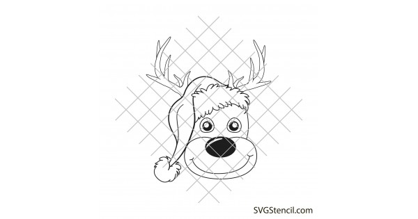 Deer with antlers svg | Christmas deer svg | Cute reindeer svg - SVGStencil