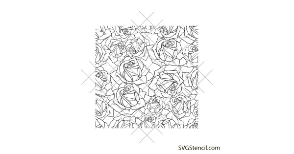 Roses pattern svg | Digital paper | Swirl template - SVGStencil