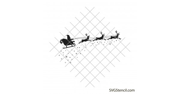 Flying Santa sleigh svg | Christmas eve | Snowflakes svg - SVGStencil