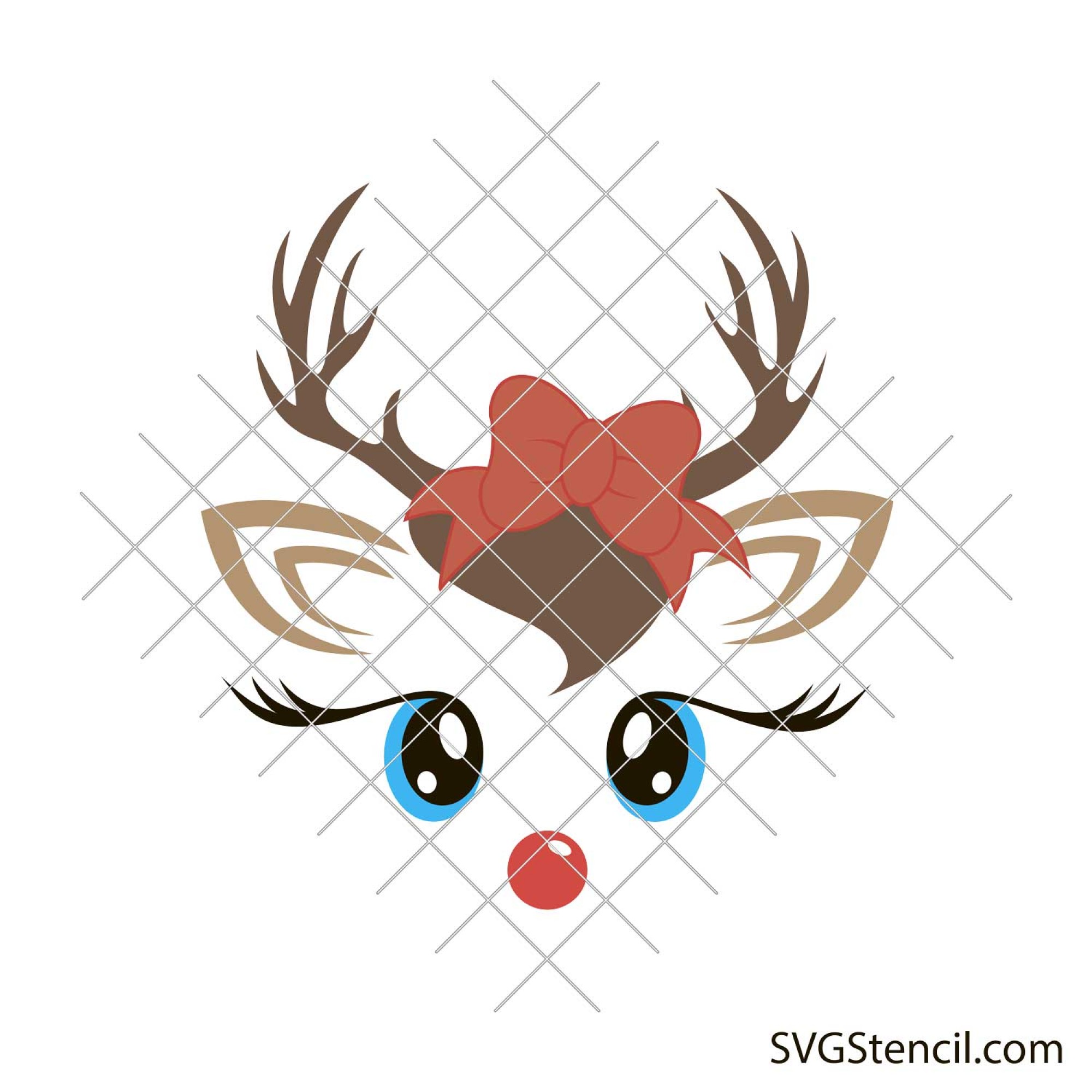 Girl reindeer svg | Kids reindeer svg | Cartoon deer svg - SVGStencil