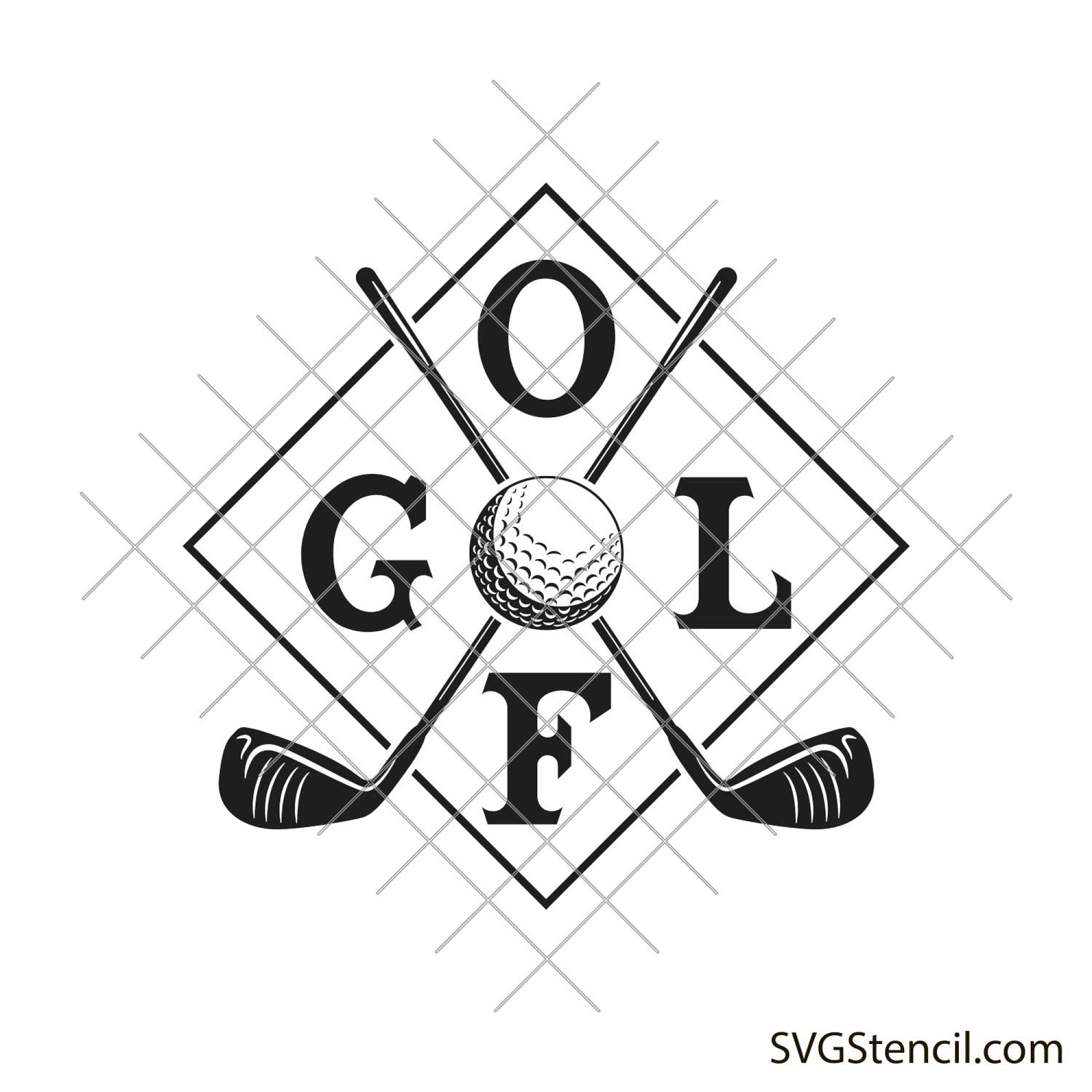 Golf ball svg | Sport svg | Crossed golf clubs svg - SVGStencil