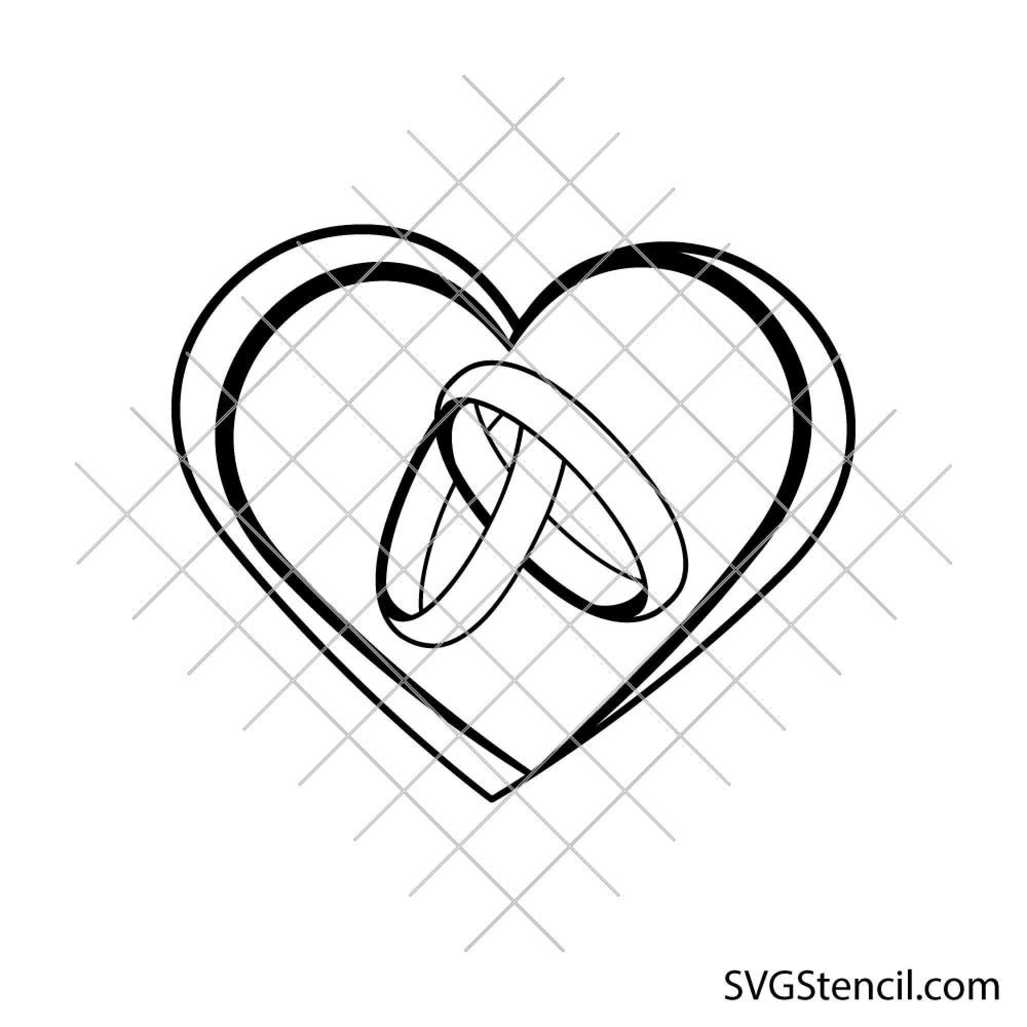 Interlocking wedding rings svg | Wedding bands svg - SVGStencil