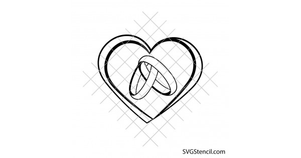 Interlocking wedding rings svg | Wedding bands svg - SVGStencil