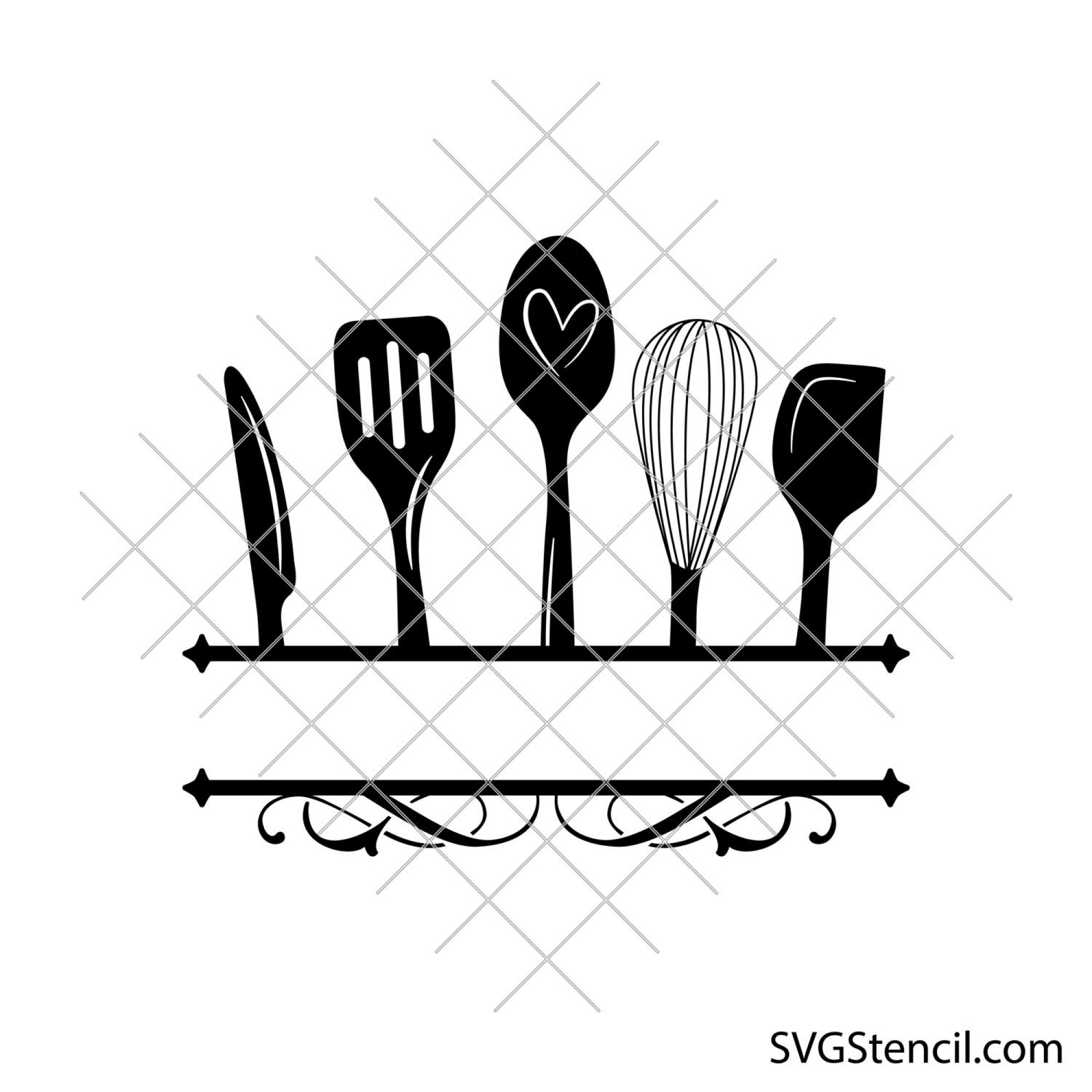 Kitchen sign svg | Baking svg | Kitchen utensils svg - SVGStencil