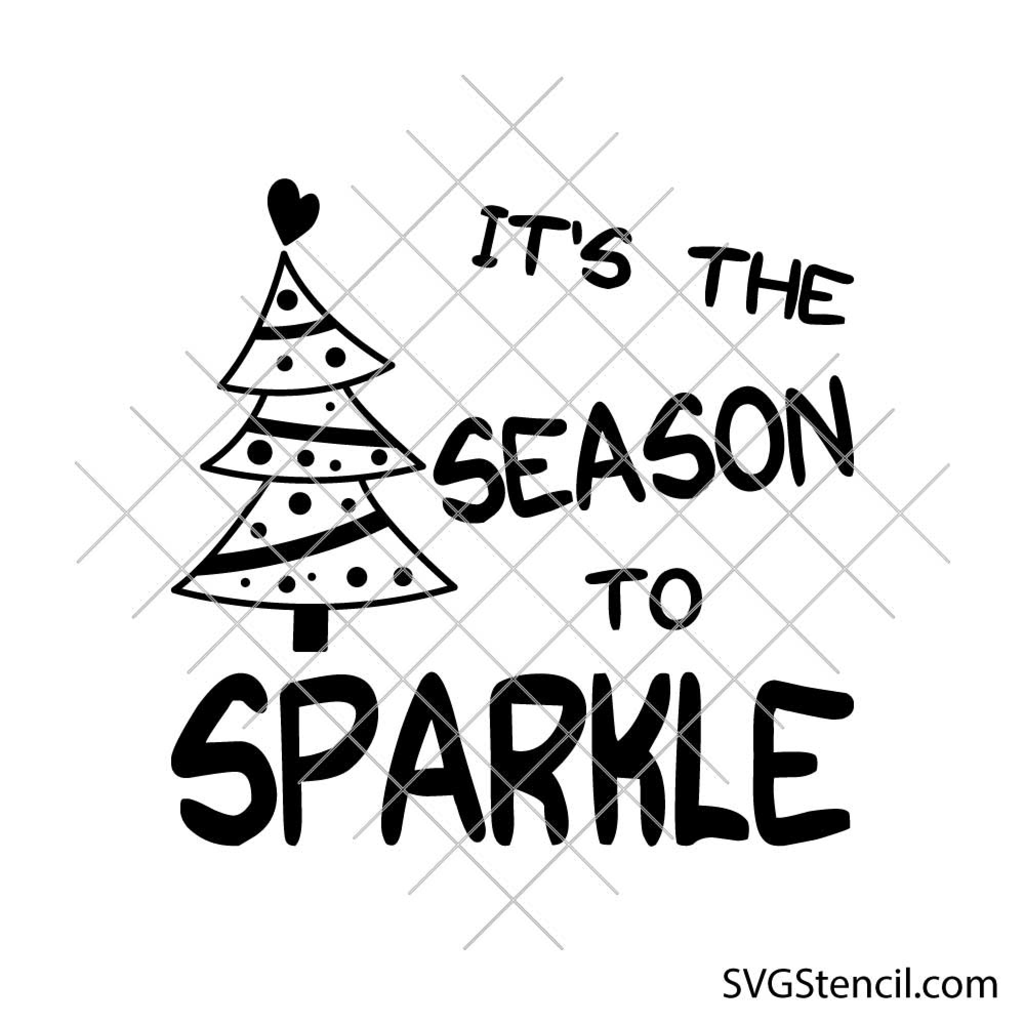 Merry Christmas svg | Christmas tree svg | Season sparkle svg - SVGStencil
