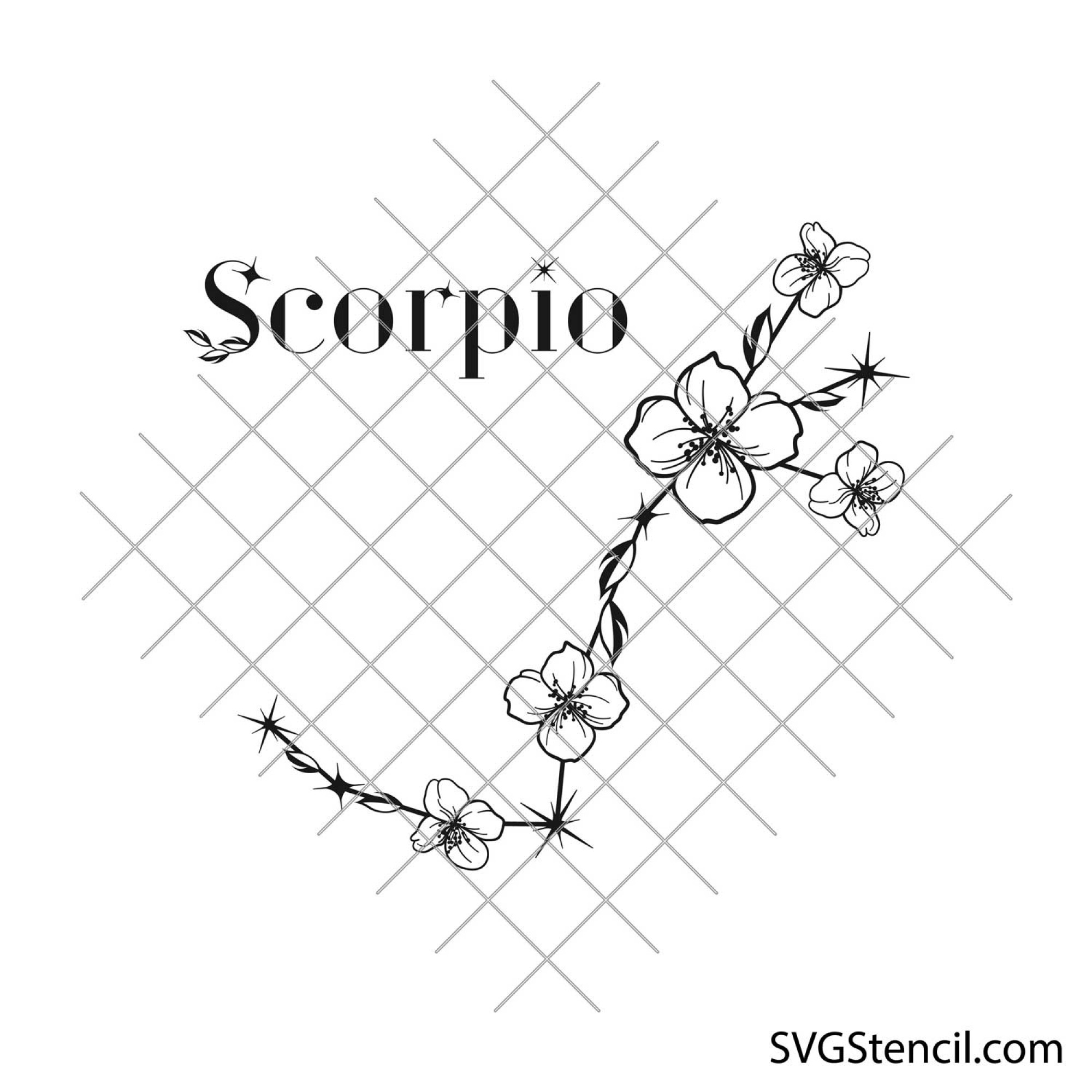 Сonstellation with flowers svg | Scorpio zodiac svg - SVGStencil
