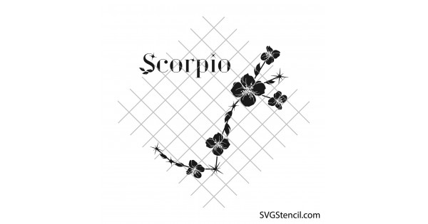 Сonstellation with flowers svg | Scorpio zodiac svg - SVGStencil