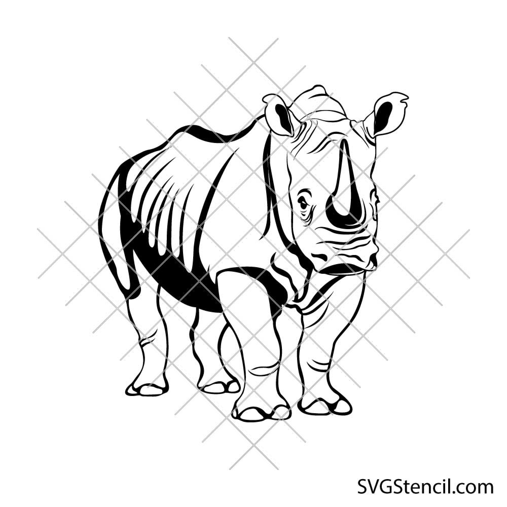 Cute rhinoceros svg | Rhino outline | African rhinoceros svg - SVGStencil