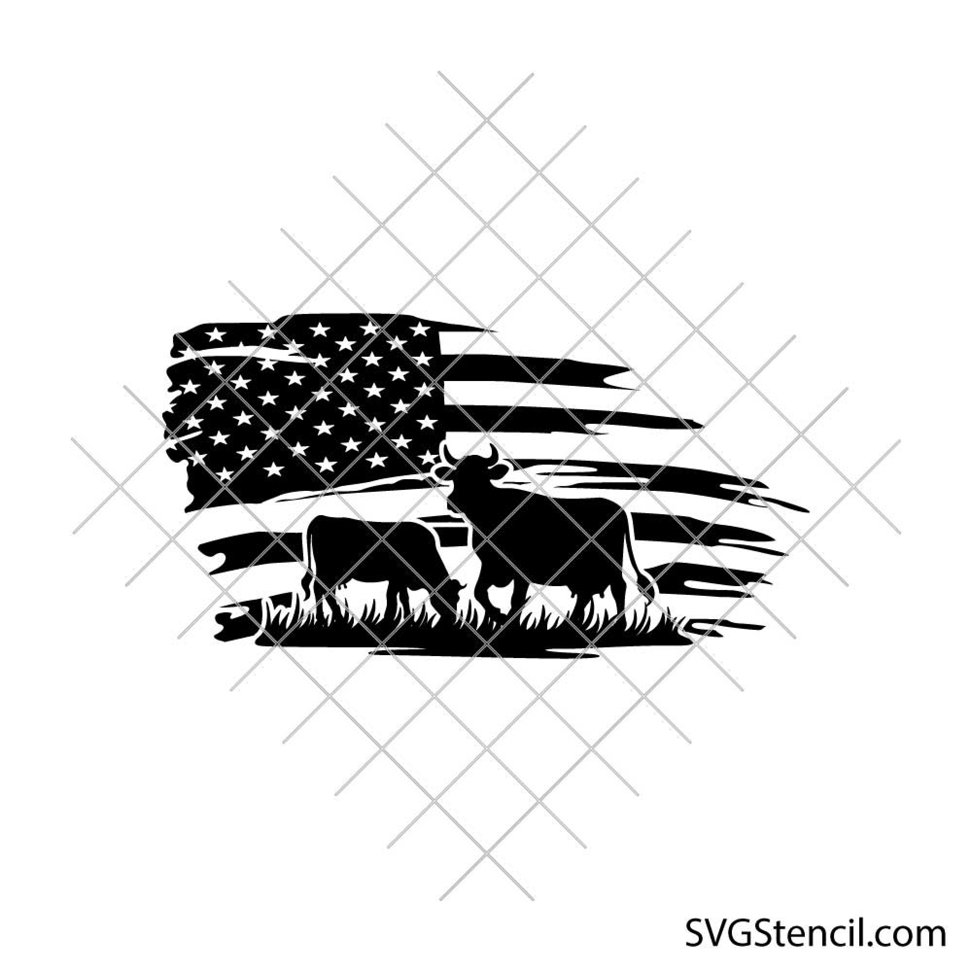 USA cow svg | Cow American Flag svg | Cricut cow svg - SVGStencil