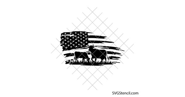 USA cow svg | Cow American Flag svg | Cricut cow svg - SVGStencil