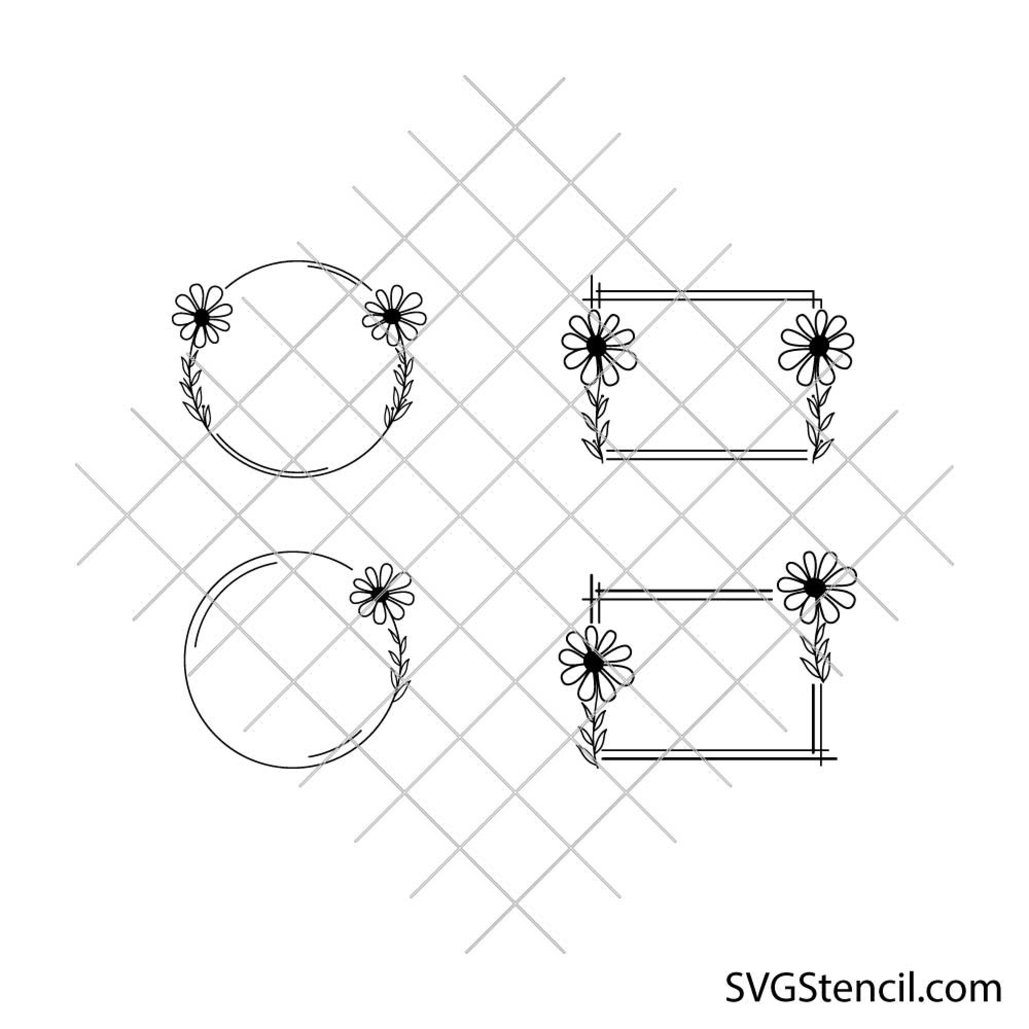 Botanical frame svg | Small flower svg | Rectangle frame svg - SVGStencil