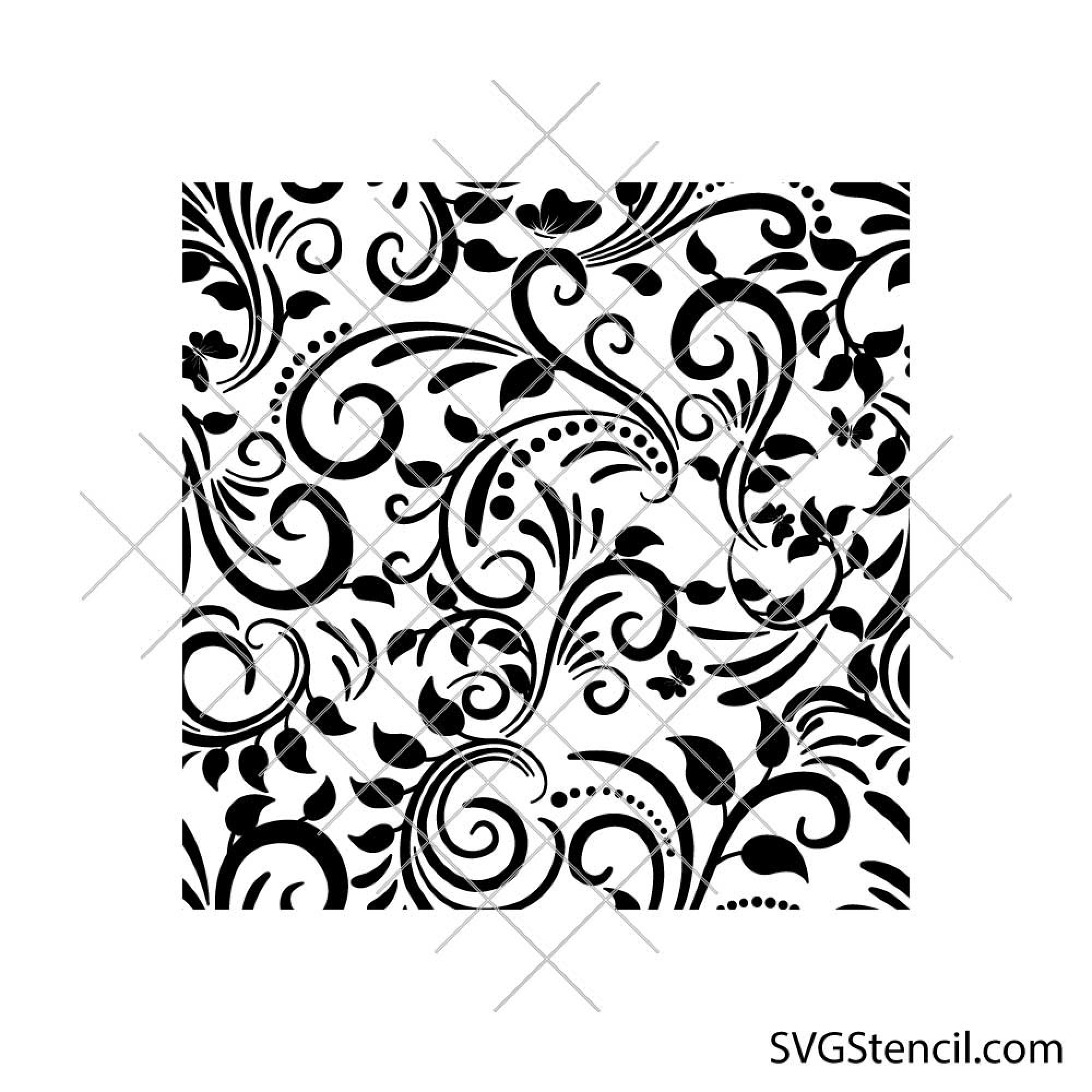 Swirl template | Dlack and white flowers svg | Floral background ...