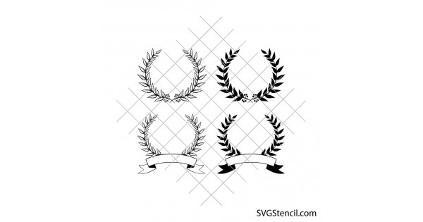 Leaf border svg | Branch wreath svg | Laurel wreath svg - SVGStencil