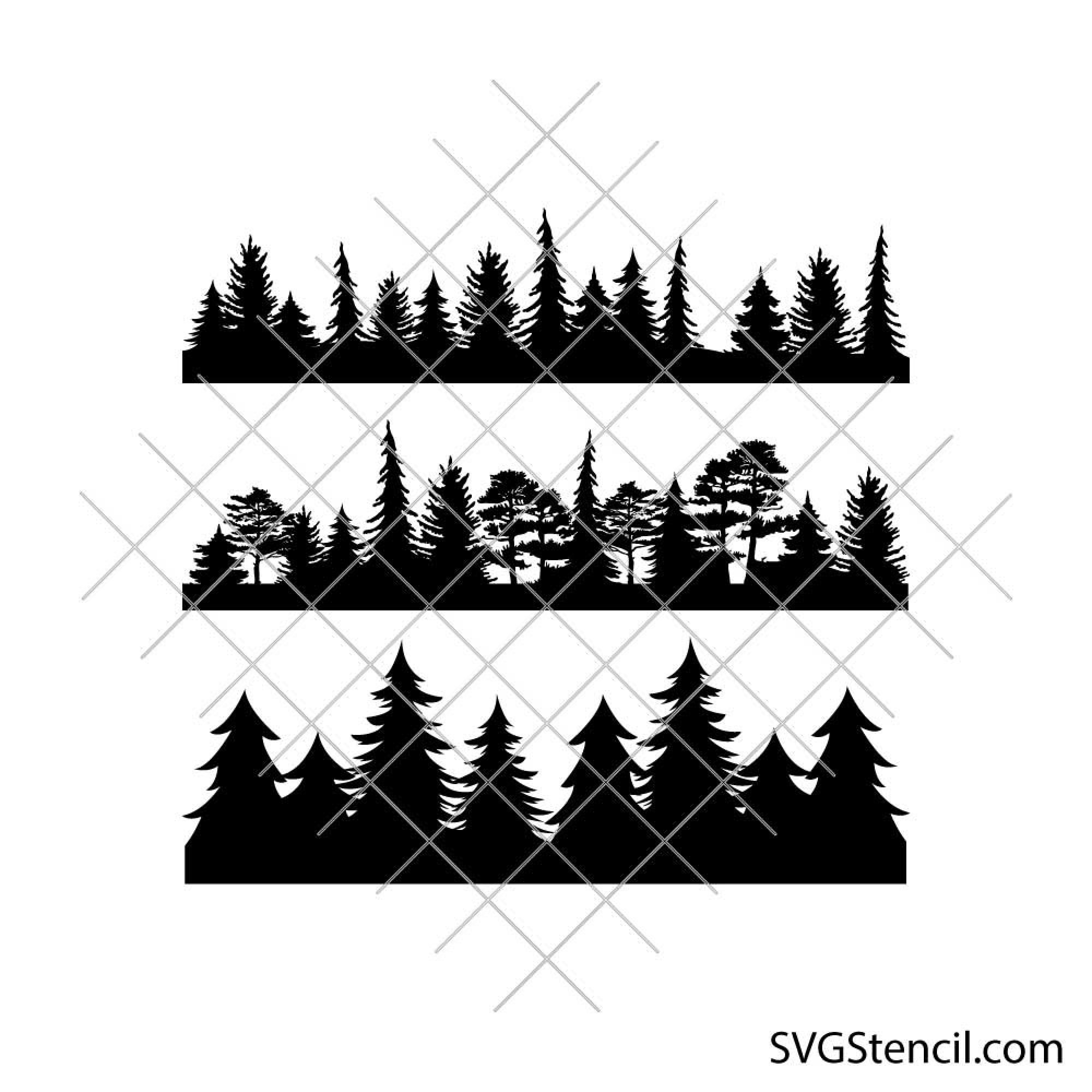 Treeline forest svg | Woodland svg | Pine trees svg - SVGStencil