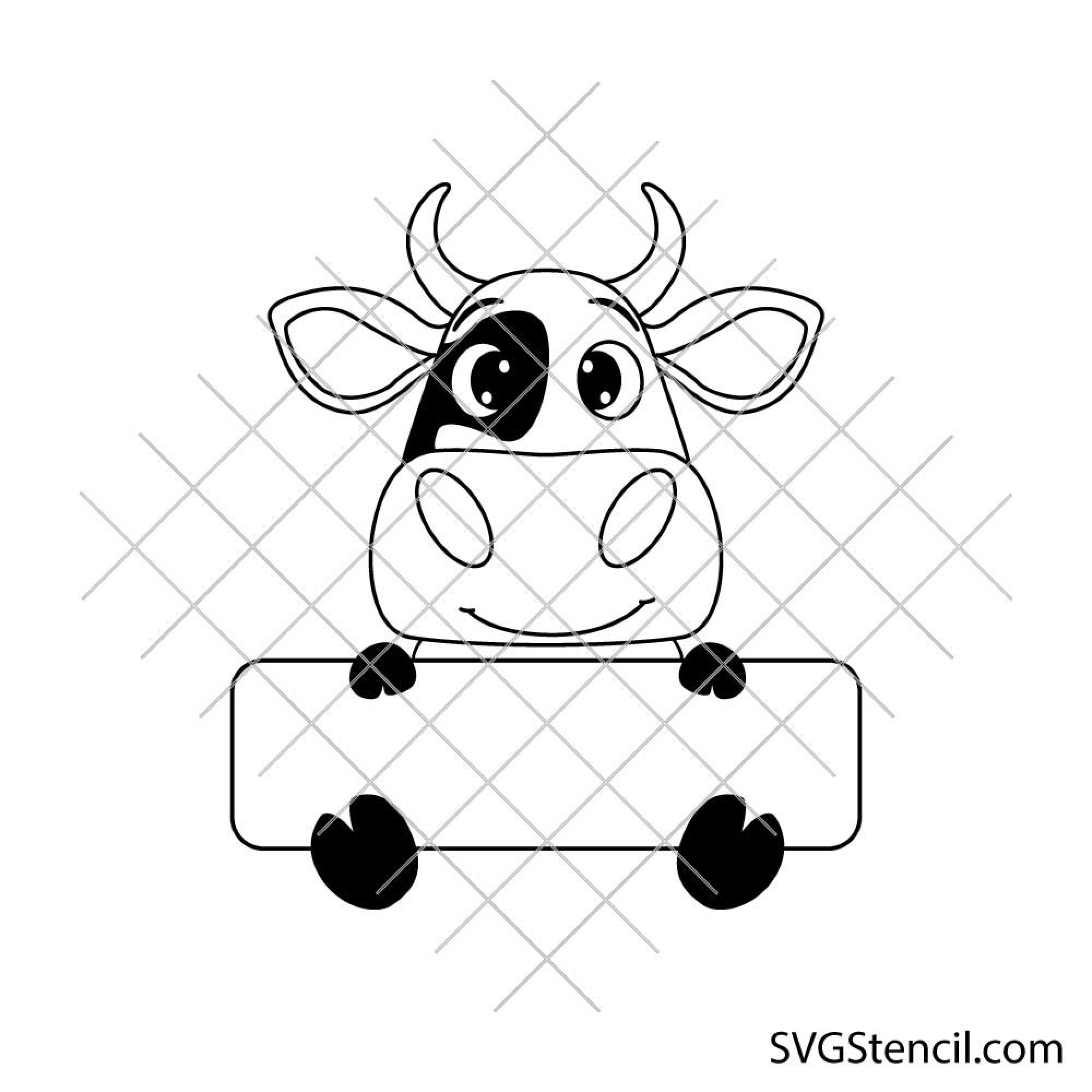 Baby cow svg | Cow monogram svg | Baby onesie svg design - SVGStencil
