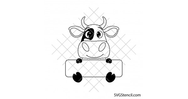 Baby cow svg | Cow monogram svg | Baby onesie svg design - SVGStencil