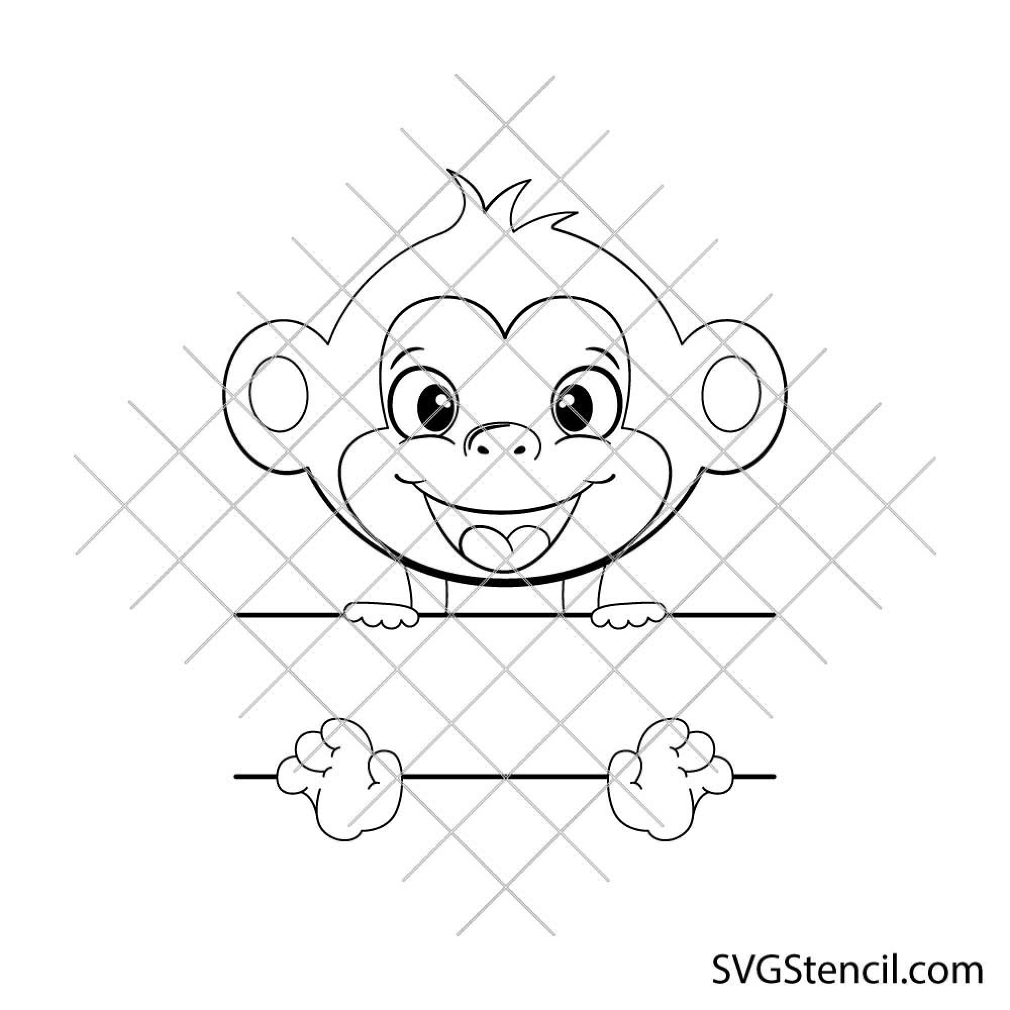 Split monogram svg | Zoo animal svg | Baby monkey svg - SVGStencil