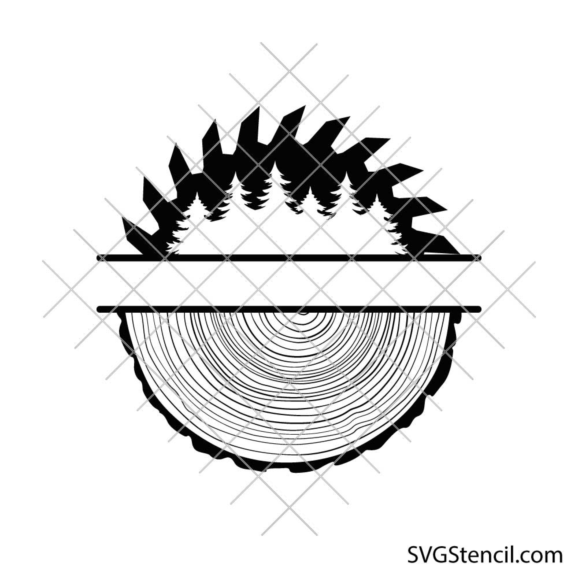 Saw blade name frame svg | Tree trunk slice svg - SVGStencil