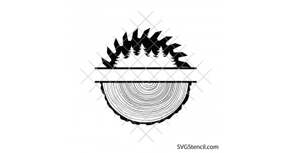 Saw blade name frame svg | Tree trunk slice svg - SVGStencil