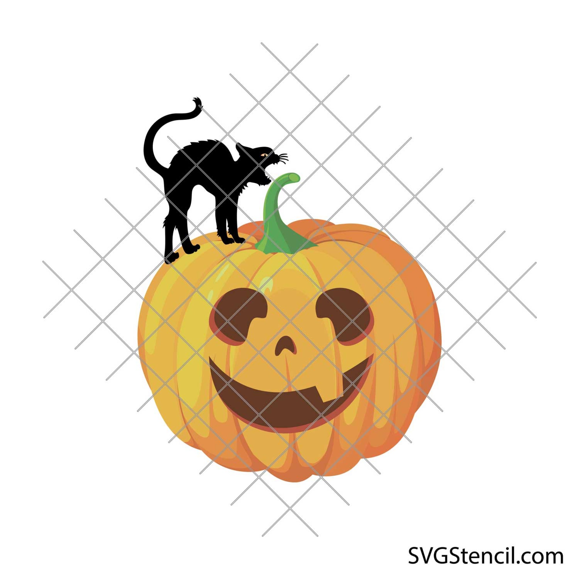 Halloween pumpkin clipart | Cute pumpkin and cat svg - SVGStencil