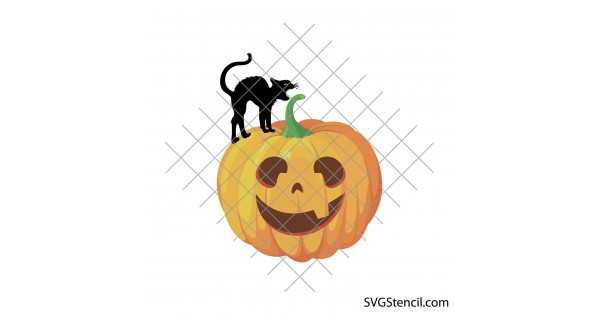 Halloween pumpkin clipart | Cute pumpkin and cat svg - SVGStencil