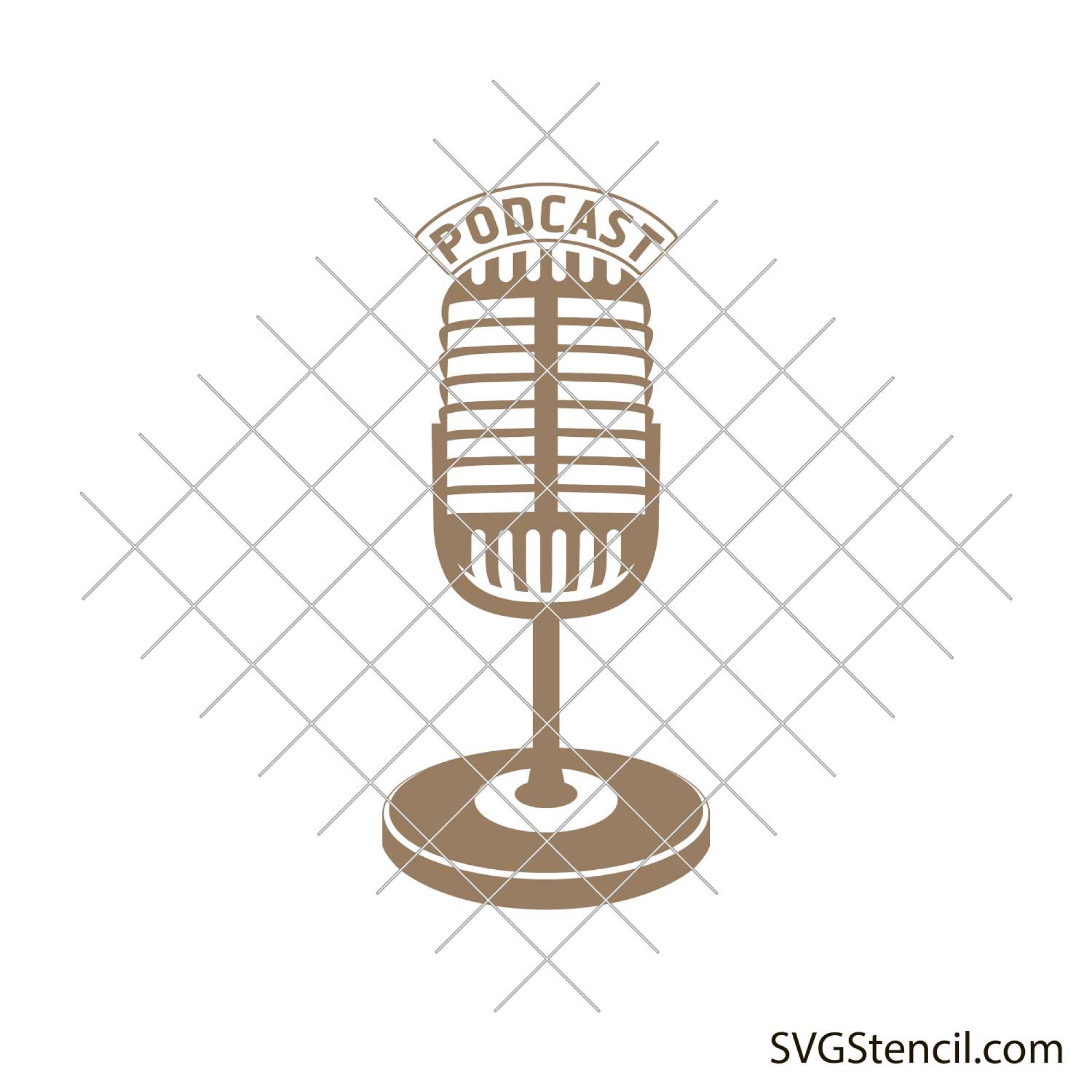 Podcast drawing svg | Vintage microphone svg | Mic svg - SVGStencil
