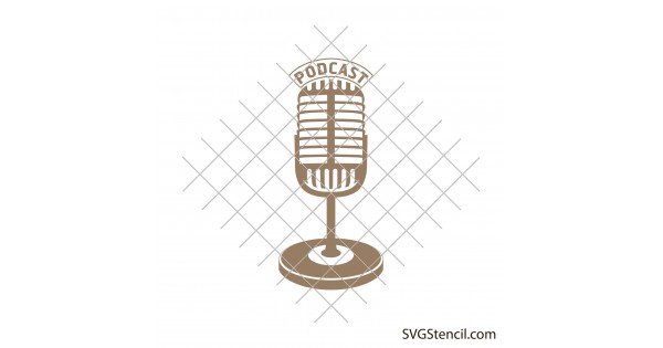 Podcast drawing svg | Vintage microphone svg | Mic svg - SVGStencil