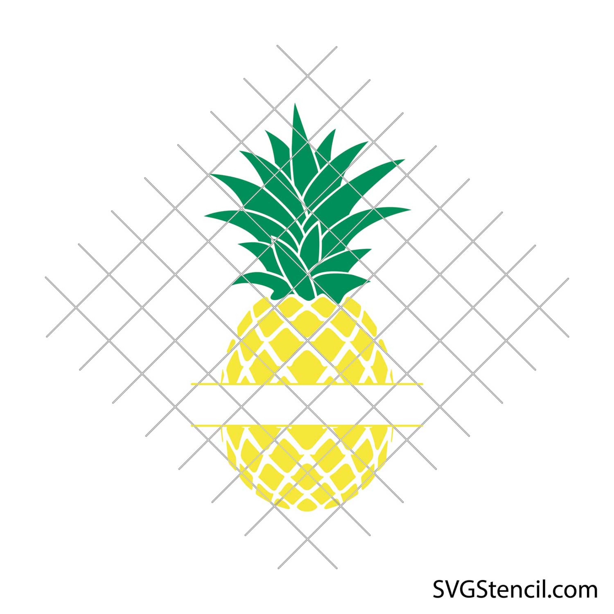 Solid pineapple svg | Cute pineapple | Round monogram svg - SVGStencil