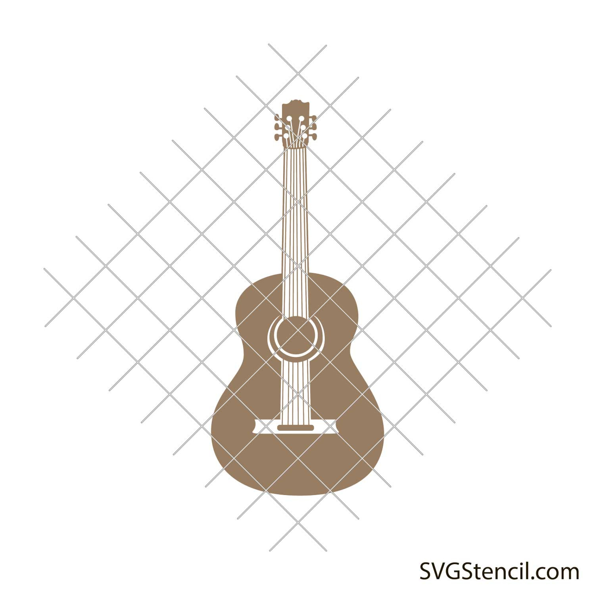 Free guitar outline svg image | Guitar with strings svg - SVGStencil