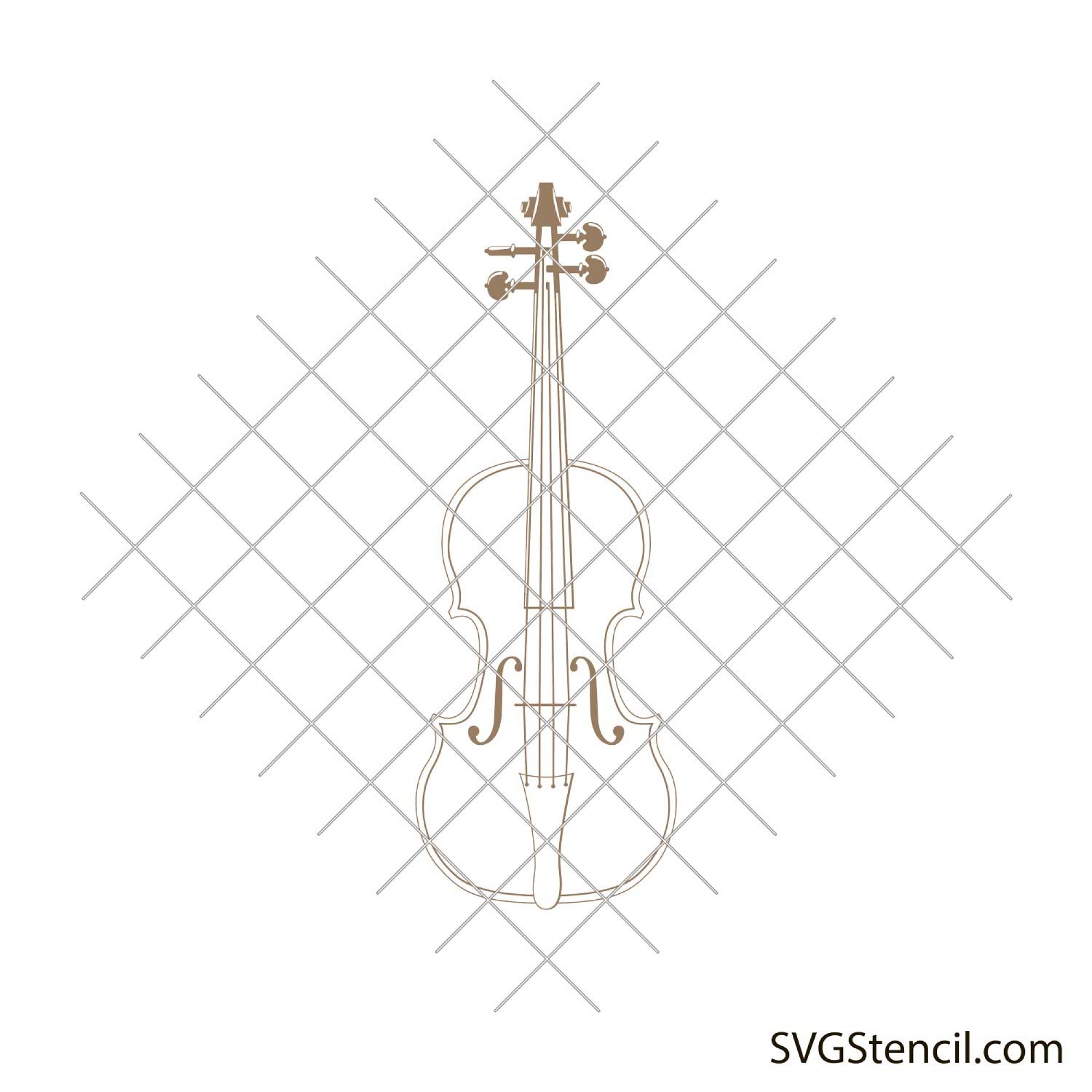 Realistic violin svg | Music svg | Violin with strings svg - SVGStencil