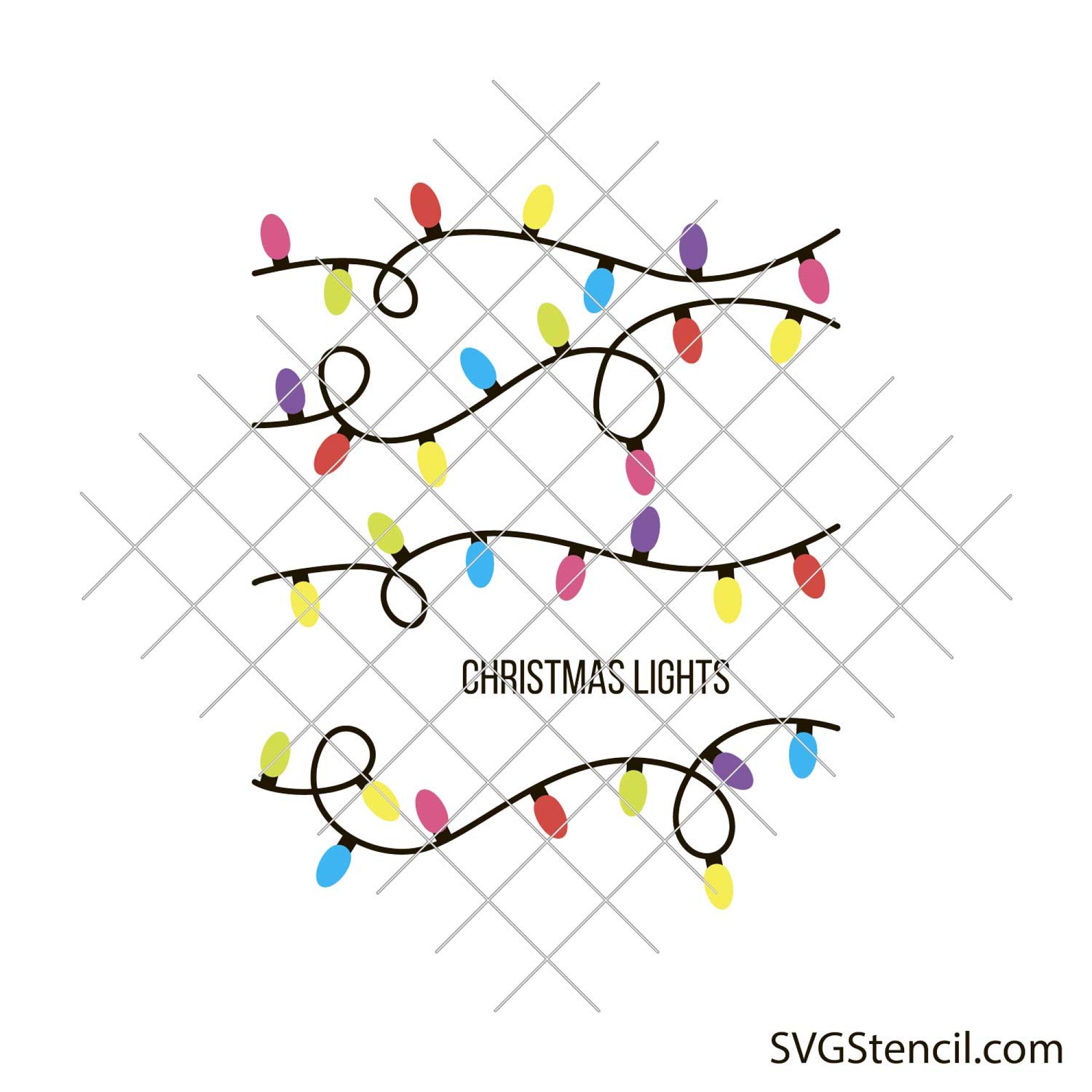 Christmas lights svg | Light strand svg | Xmas lights svg - SVGStencil