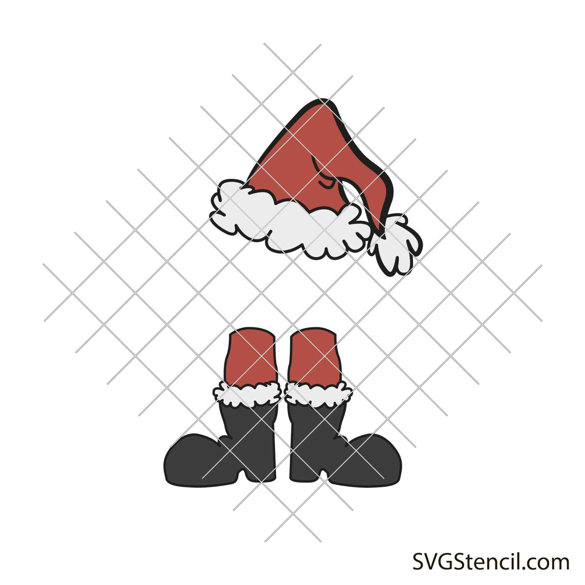 Santa hat and legs svg | Santa feet svg | Santa shoes svg - SVGStencil
