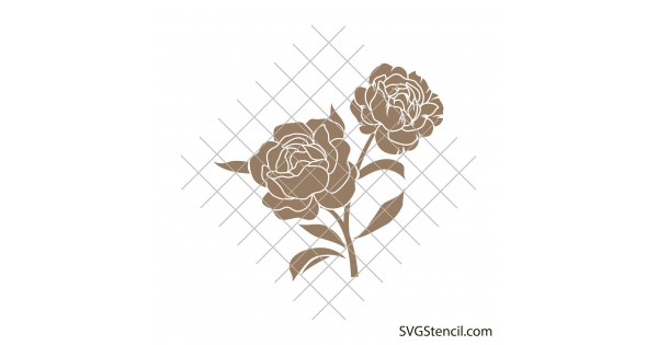 Peony flower svg | Rose bouquet svg | Flowers on stem svg - SVGStencil