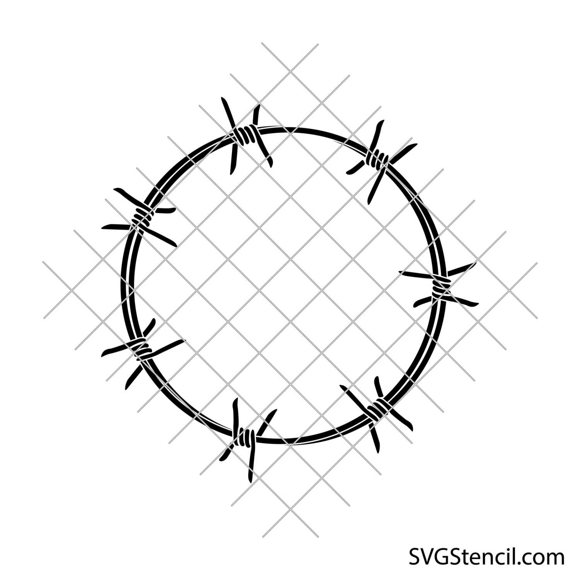 Barb wire monogram svg | Hand drawing svg | Barb frame svg - SVGStencil
