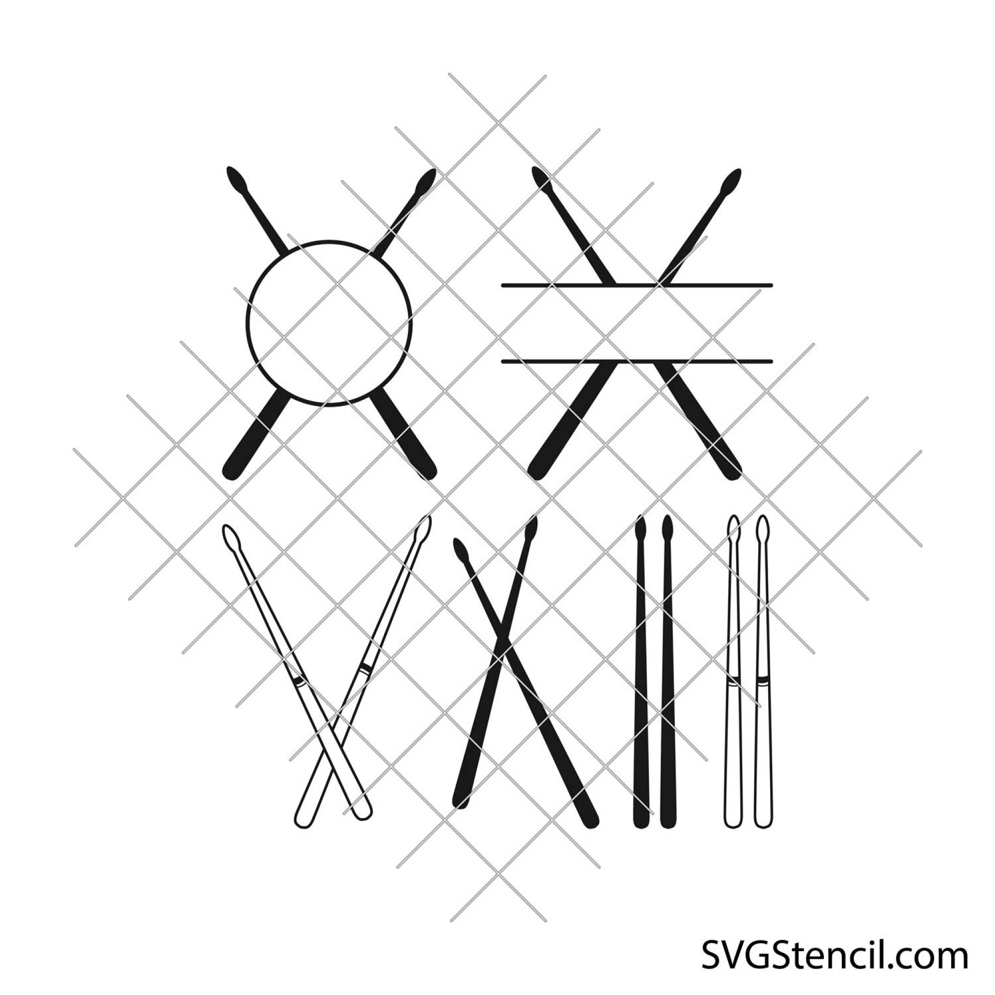 Sticks monogram svg | Drummer boy svg | Split sticks svg - SVGStencil