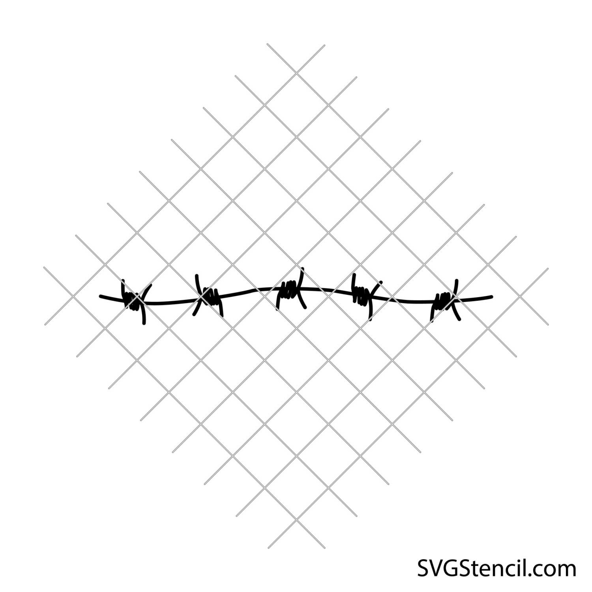 Barb wire svg | Hand drawing svg | Fence svg design - SVGStencil